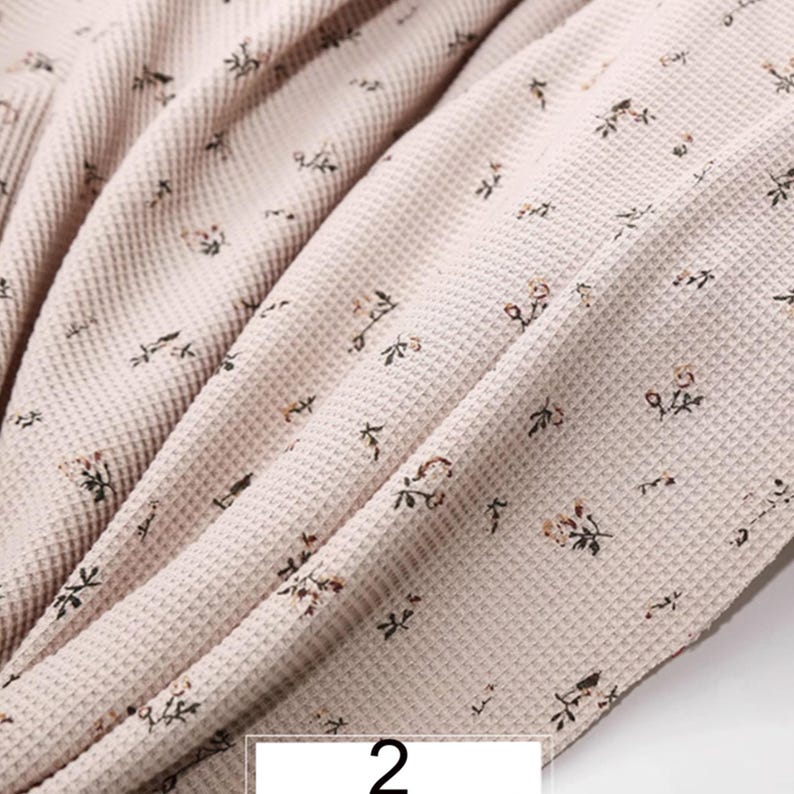 Waffle Knitted Fabric- Floral Waffle Knit Fabric- Customized Clothing ...