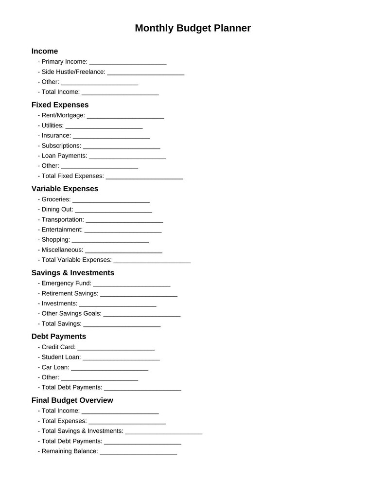 Budget Planner Printable | Monthly Budget Tracker | Finance & Savings ...