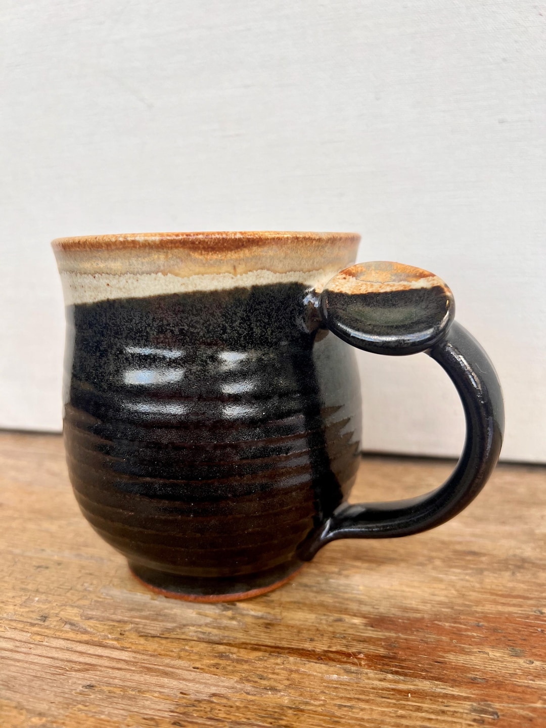 Hand-thrown Pottery Mug With Thumb Rest – Ergonomic Artisan-made Coffee ...