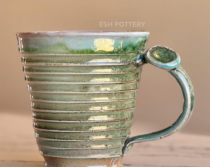 Ergonomic Hand-thrown 16oz Ceramic Mug With Thumb Rest – Handmade ...