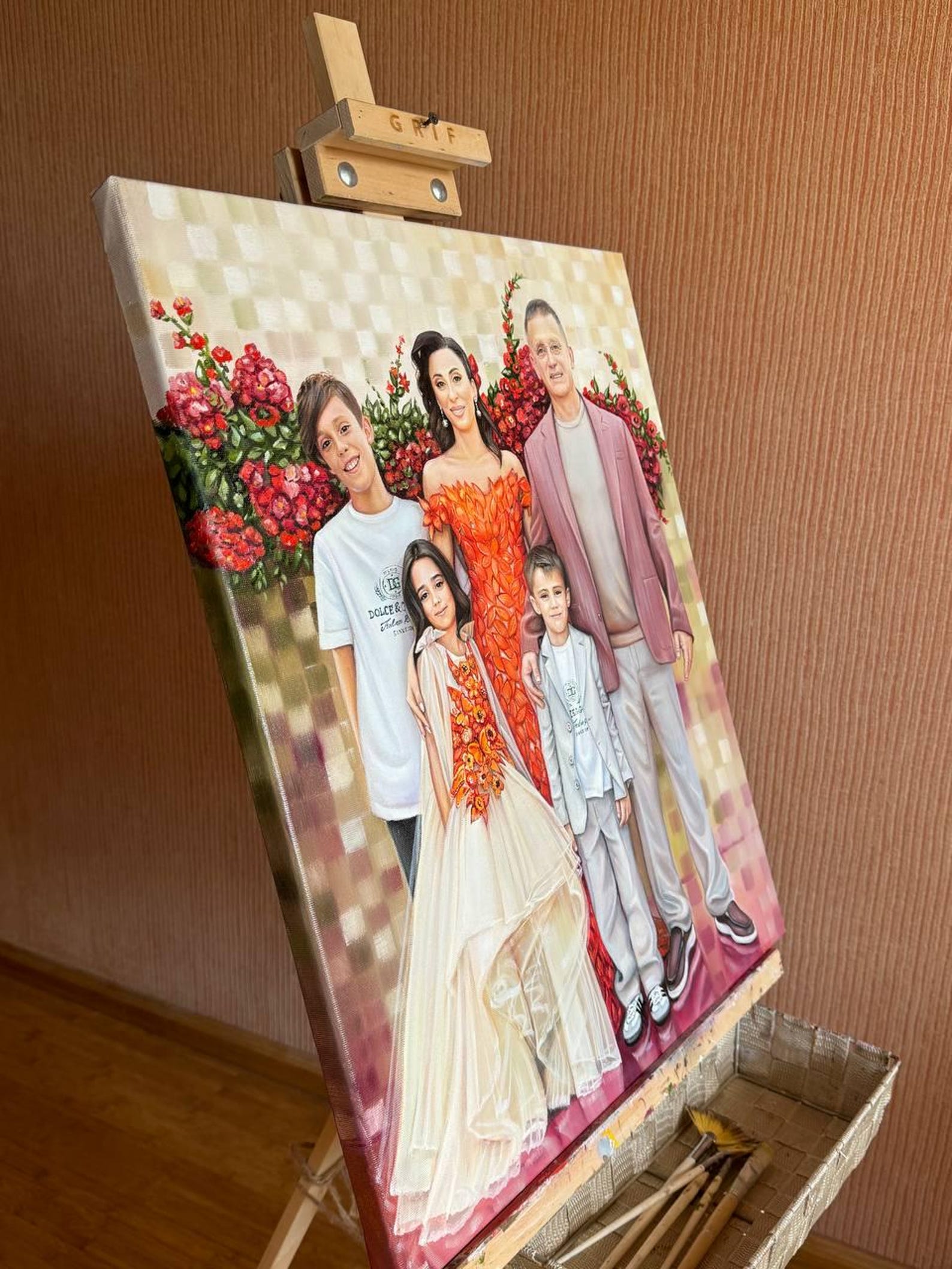 Custom Family Portrait From Photo on Canvas Handmade Oil Painting ...