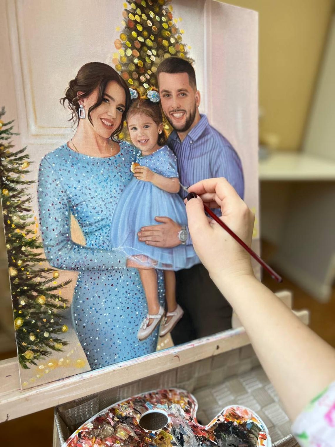 Custom Family Portrait From Photo on Canvas Handmade Oil Painting ...