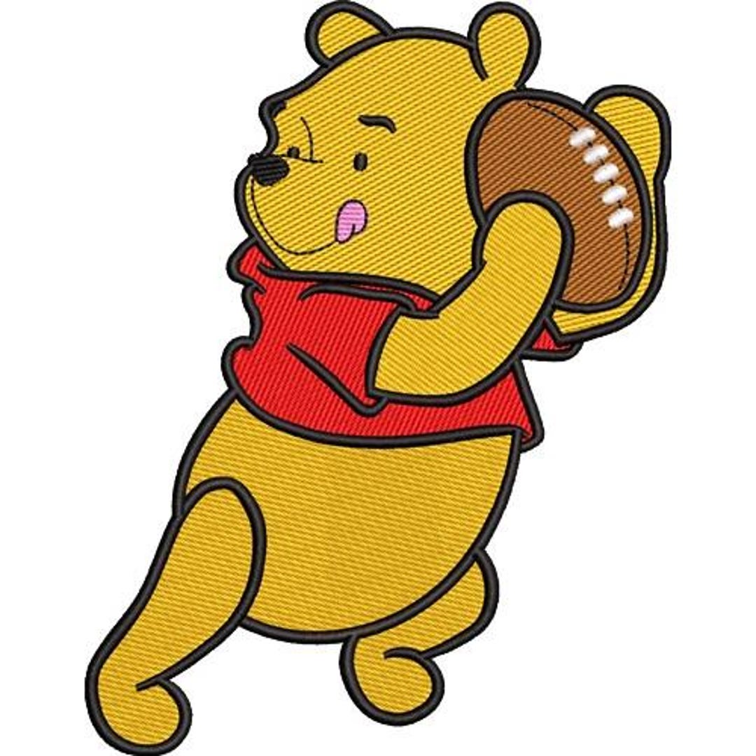 Winnie the Pooh Football Player Machine Embroidery Design - 2 Sizes ...