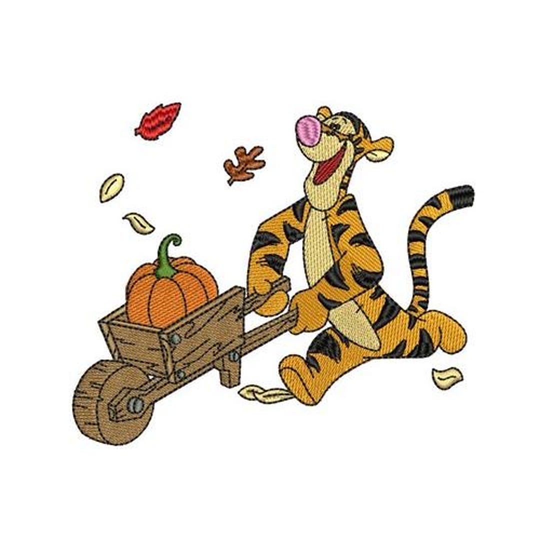 Autumn Fall With Tigger & Pumpkin Machine Embroidery Design - Disney ...