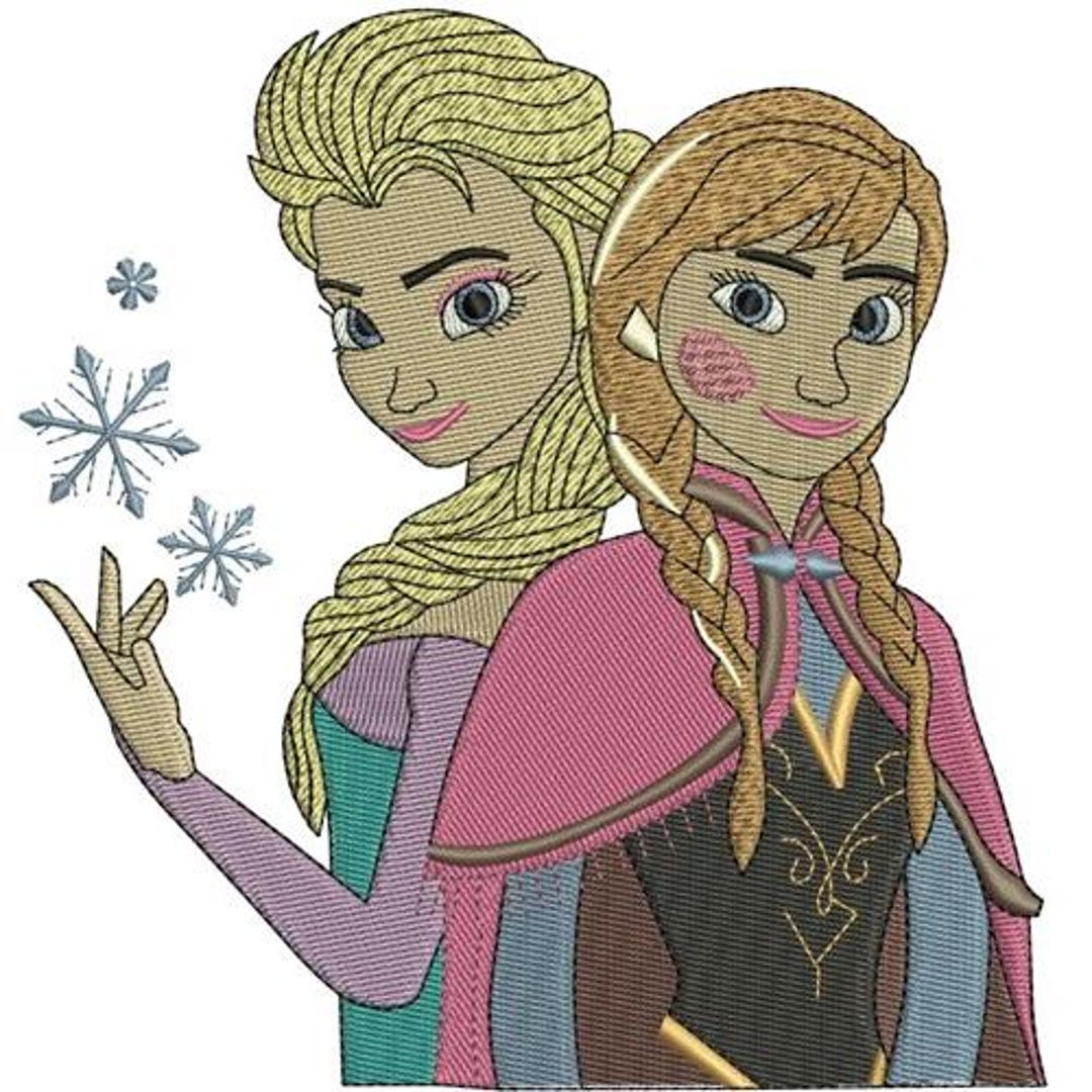 Elsa & Anna Machine Embroidery Design - 2 Sizes, Disney Character ...