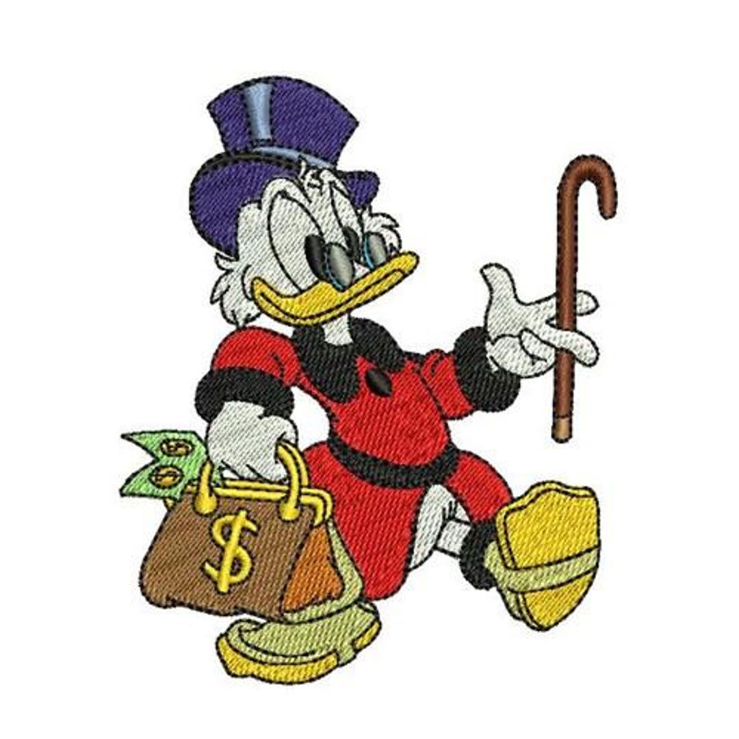 Donald Duck With Money Bag & Cane Machine Embroidery Design, Disney ...