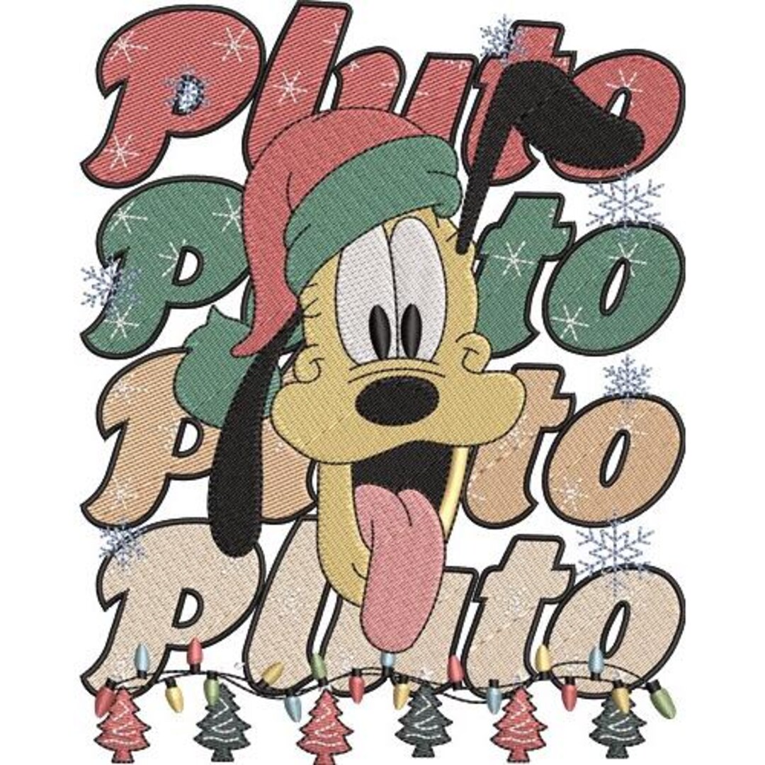 Christmas Santa Pluto Machine Embroidery Design - 2 Sizes, Disney ...