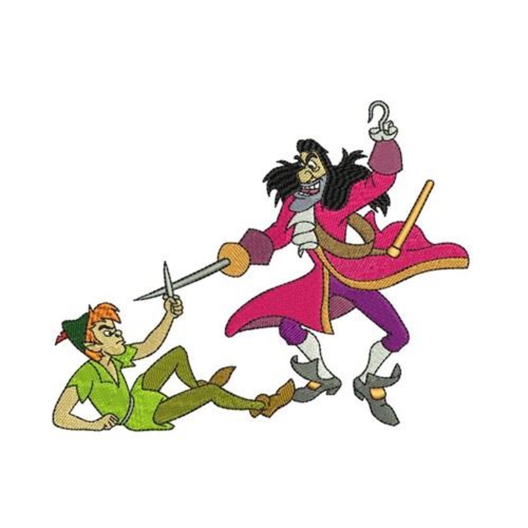 Peter Pan & Captain Hook Sword Fight Machine Embroidery Design, Disney ...
