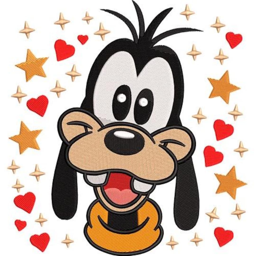 Sparkling Goofy Machine Embroidery Design - 2 Sizes, Disney Character ...