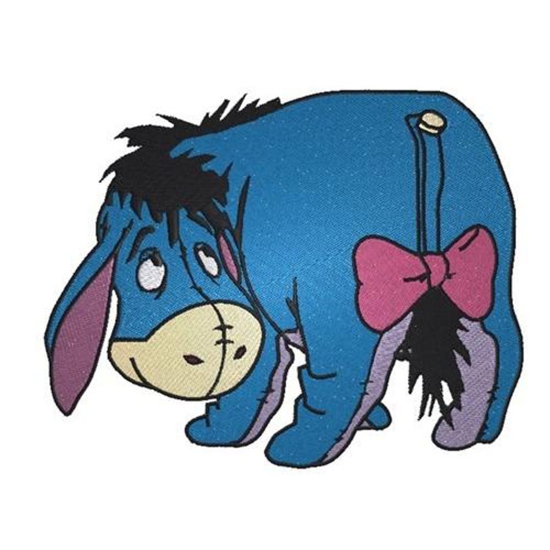Adorable Bow Tailed Eeyore Machine Embroidery Design, Disney Shy Donkey ...