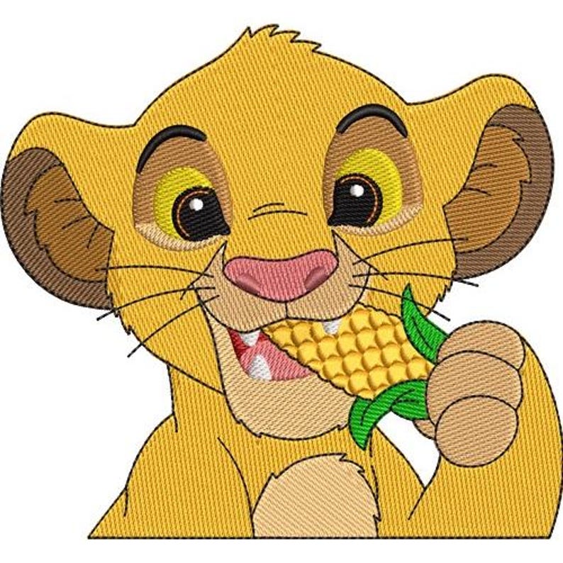 Simba Eating Corn Machine Embroidery Design - 2 Sizes, Disney Lion ...