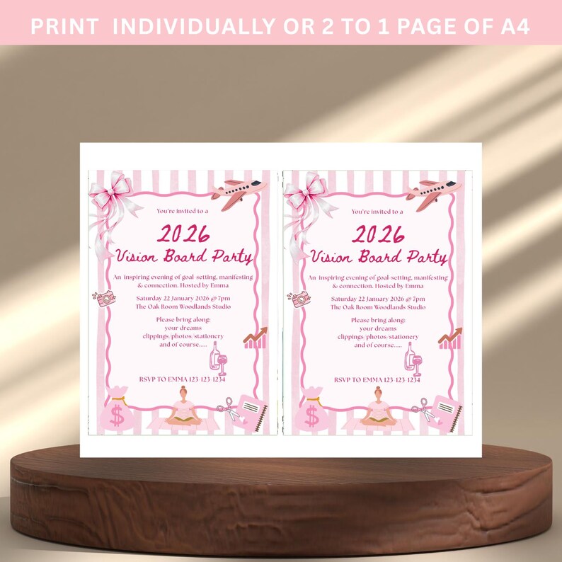 Vision Board Party Invite, Wellness Event Flyer, Printable Digital ...