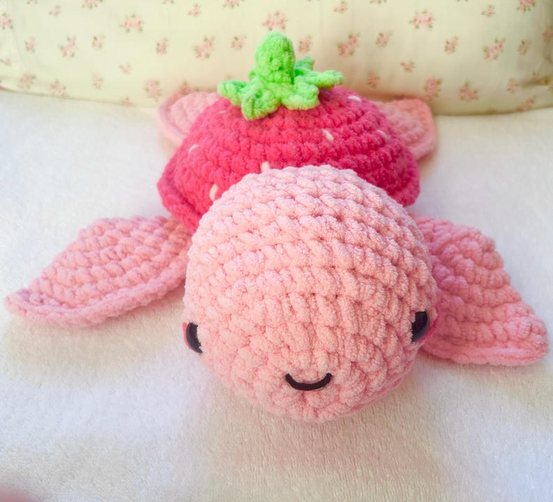 Jumbo Crochet Strawberry Turtle Plushie, Kawaii Stuffed Animal - Etsy UK