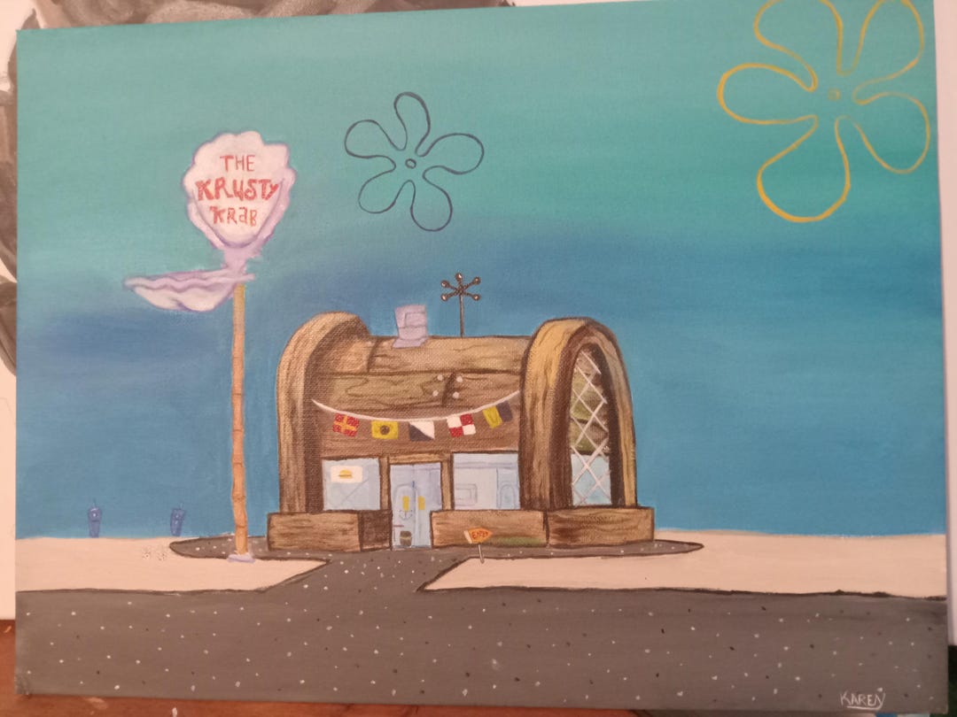The Krusty Krab” – Hand-painted Fan Art of Spongebob’s Restaurant - Etsy