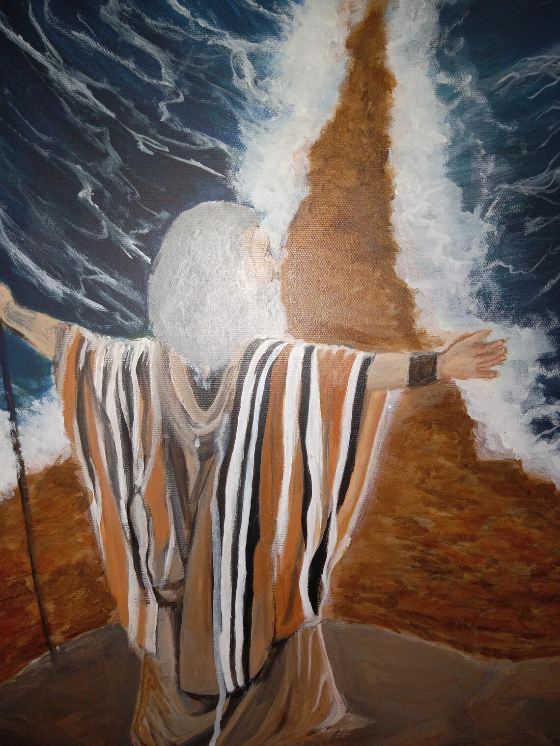 Moses Parting the Red Sea – 26×36 Acrylic Painting | Christian Wall Art ...