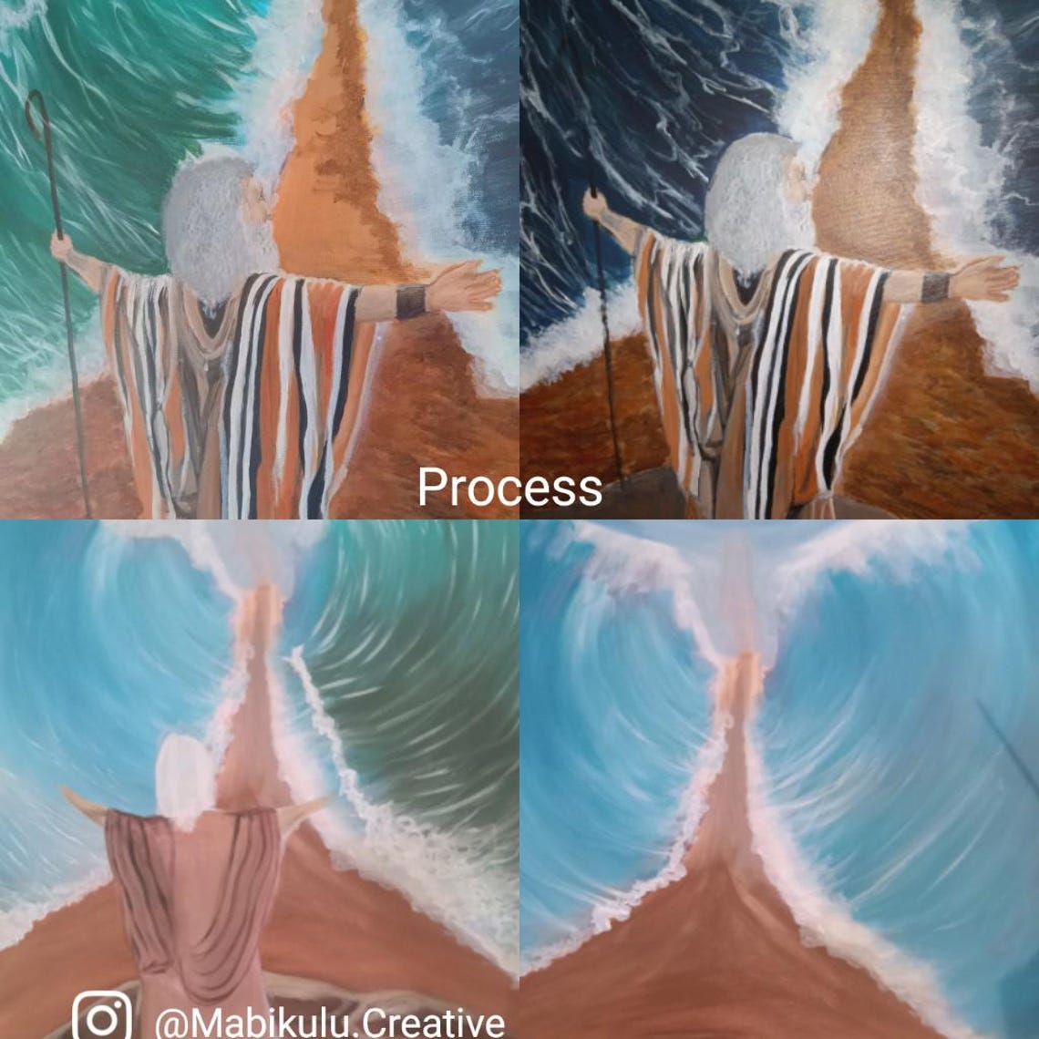 Moses Parting the Red Sea – 26×36 Acrylic Painting | Christian Wall Art ...