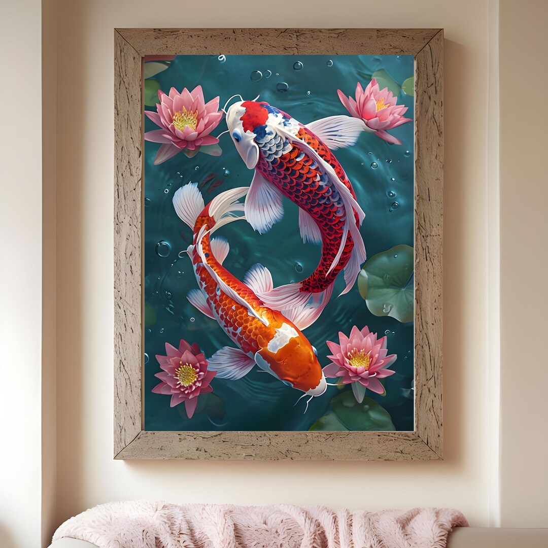 Koi Fish Poster - Koi Fish in Pond - Printable Wall Art - Best Gift ...