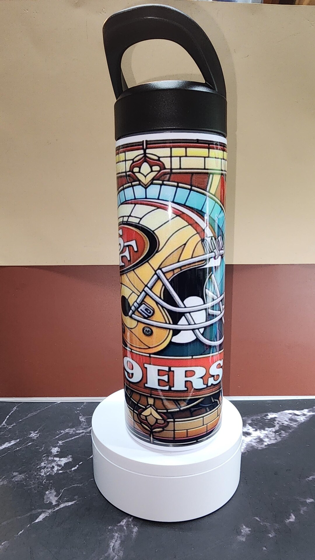 Staind Glass Style 49er Helmet 20oz Sports Bottle. - Etsy