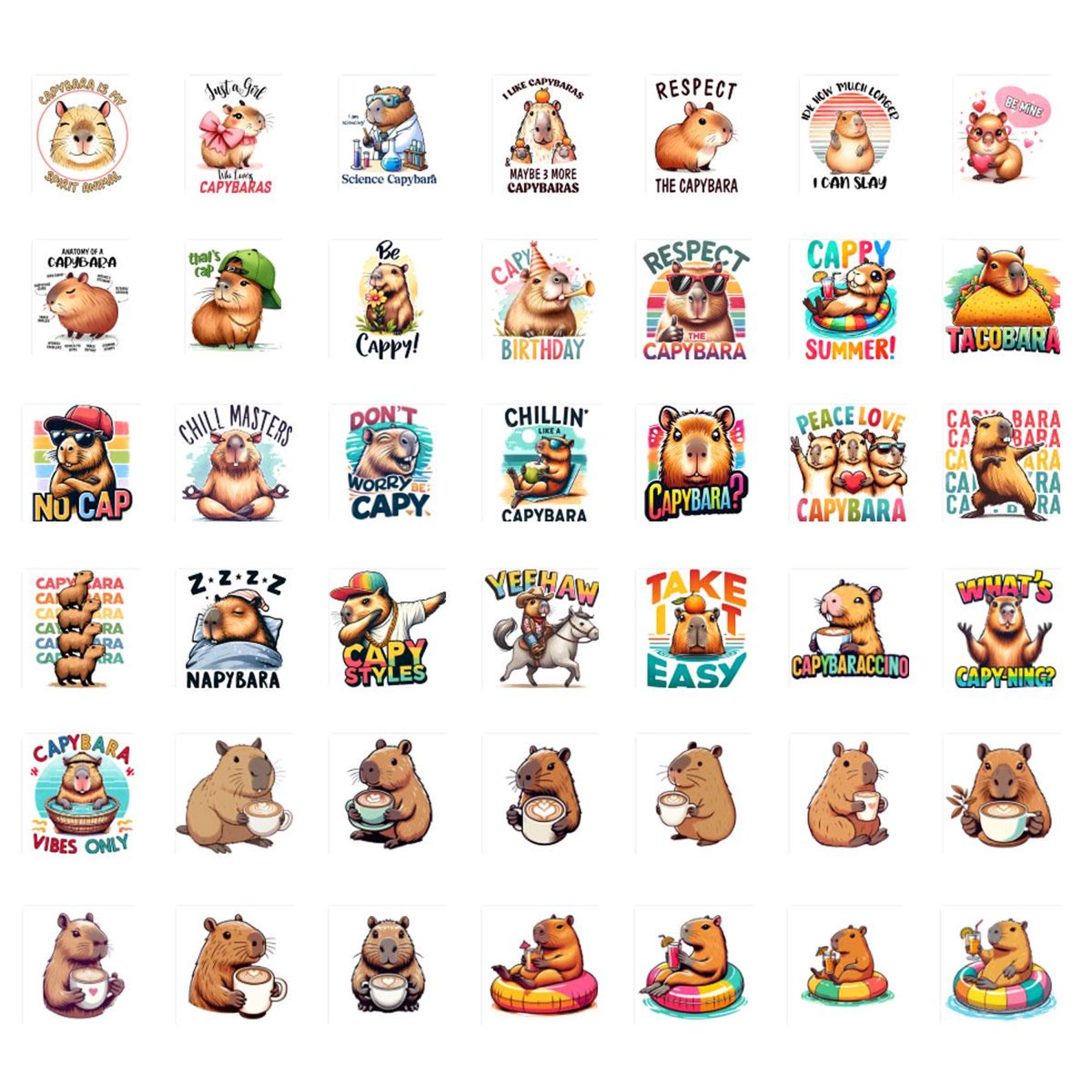Pack +300 PNG of Stickers, Decals, Decals of Capybara, Capybara in High ...