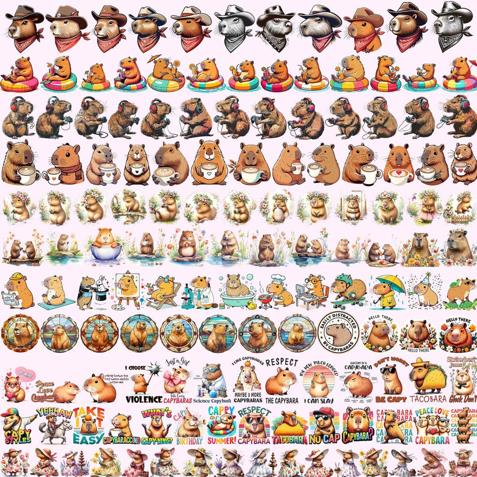Pack +300 PNG of Stickers, Decals, Decals of Capybara, Capybara in High ...