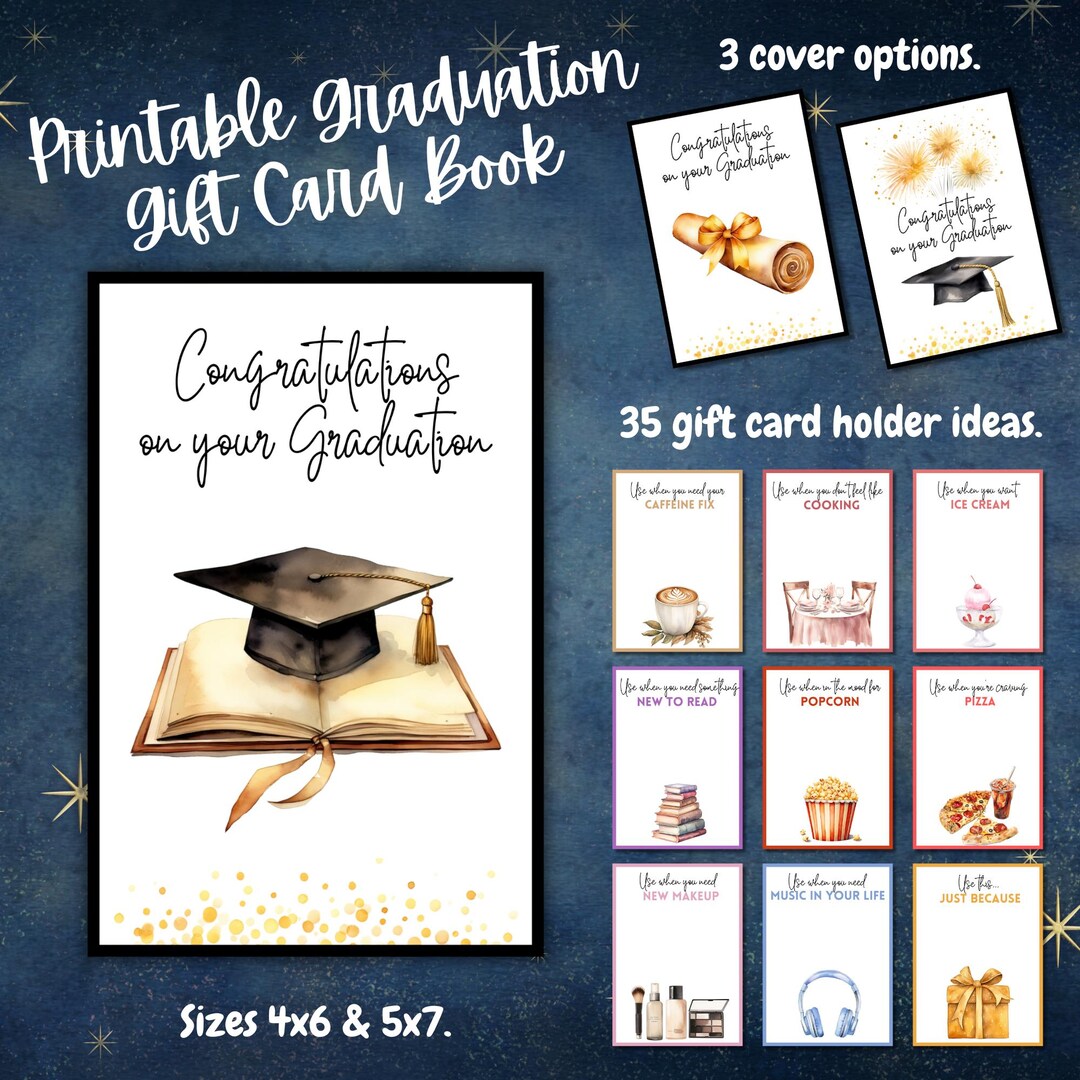 Printable Graduation Gift Card Book. Gift for Graduation. Printable ...