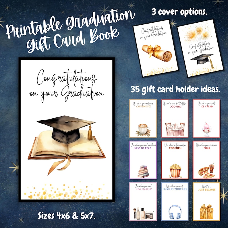 Graduation Gift Card Book – Printable Gift for Graduate, 35 Gift Card ...