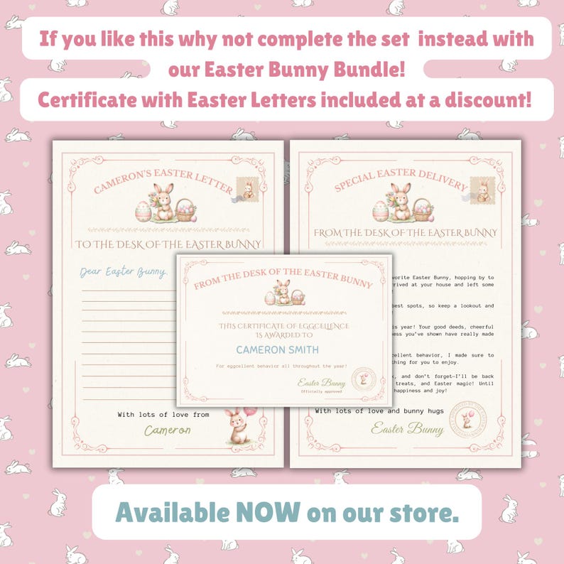 Easter Bunny Certificate – Printable, Editable, Personalised Easter ...