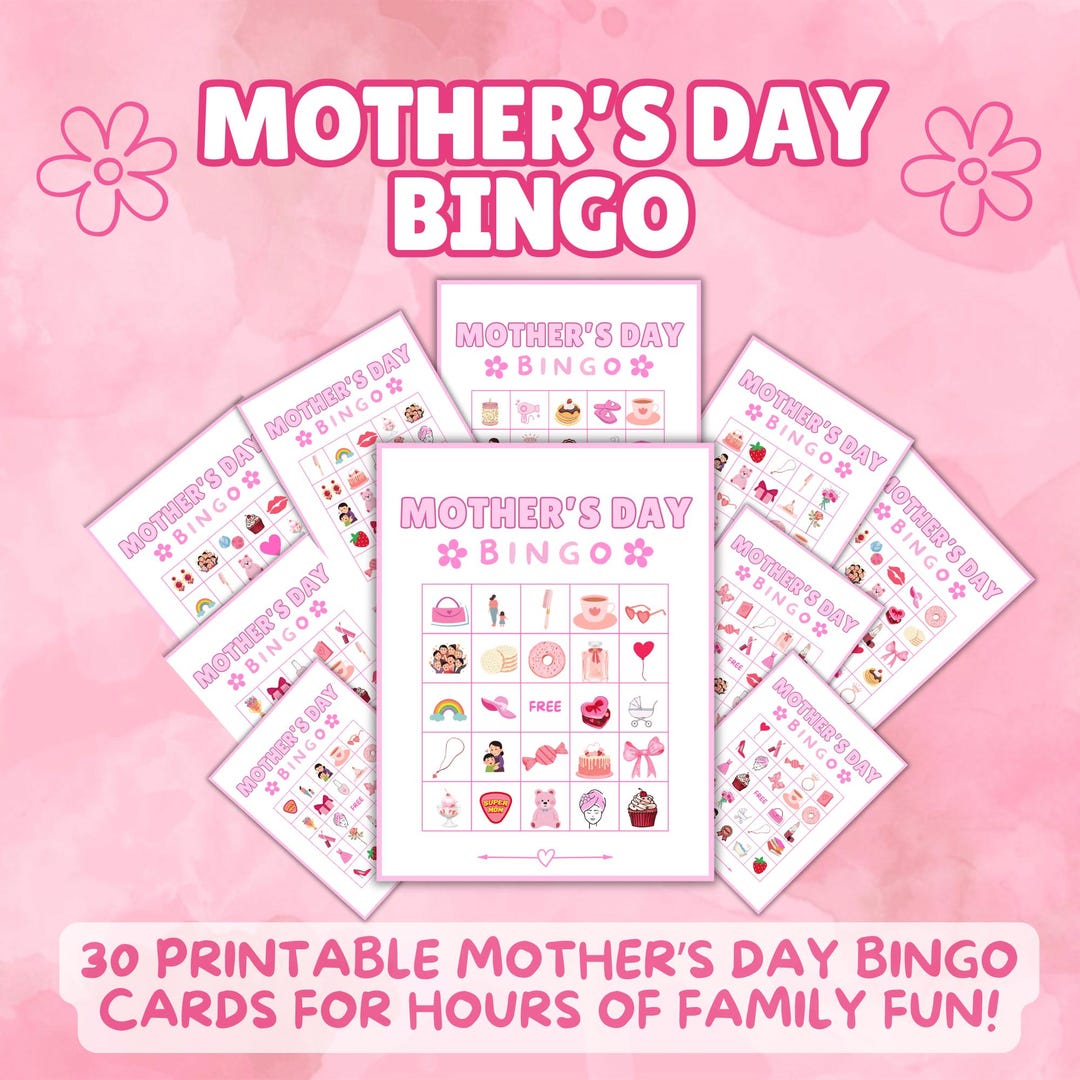 Mother’s Day Bingo Printable Game – 30 Fun Cards for Kids. Classroom ...
