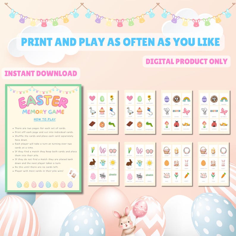 Printable Kids Easter Memory Game. Kids Easter Memory Game. Kids Easter ...