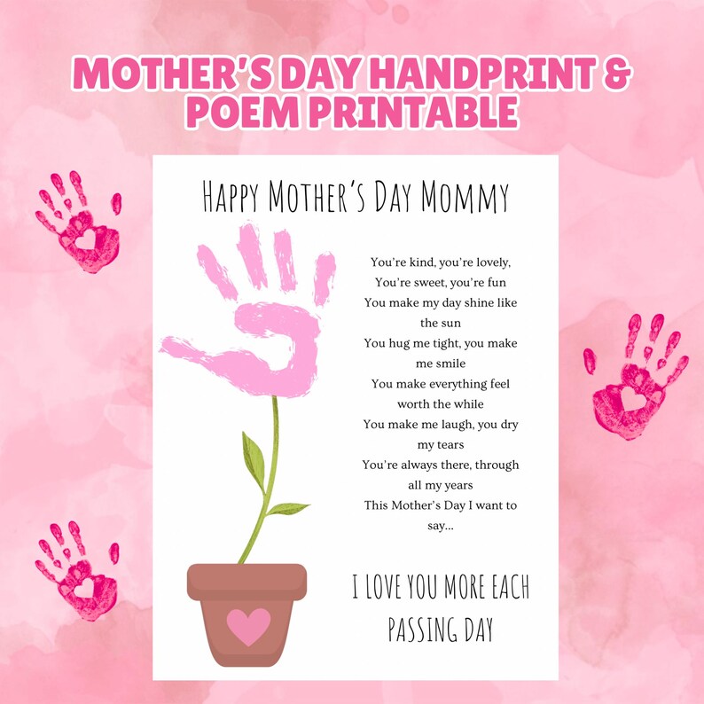 Mother’s Day Handprint Poem. Printable Handprint Gift From Kids. DIY ...