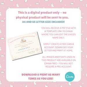Easter Bunny Certificate – Printable, Editable, Personalised Easter ...