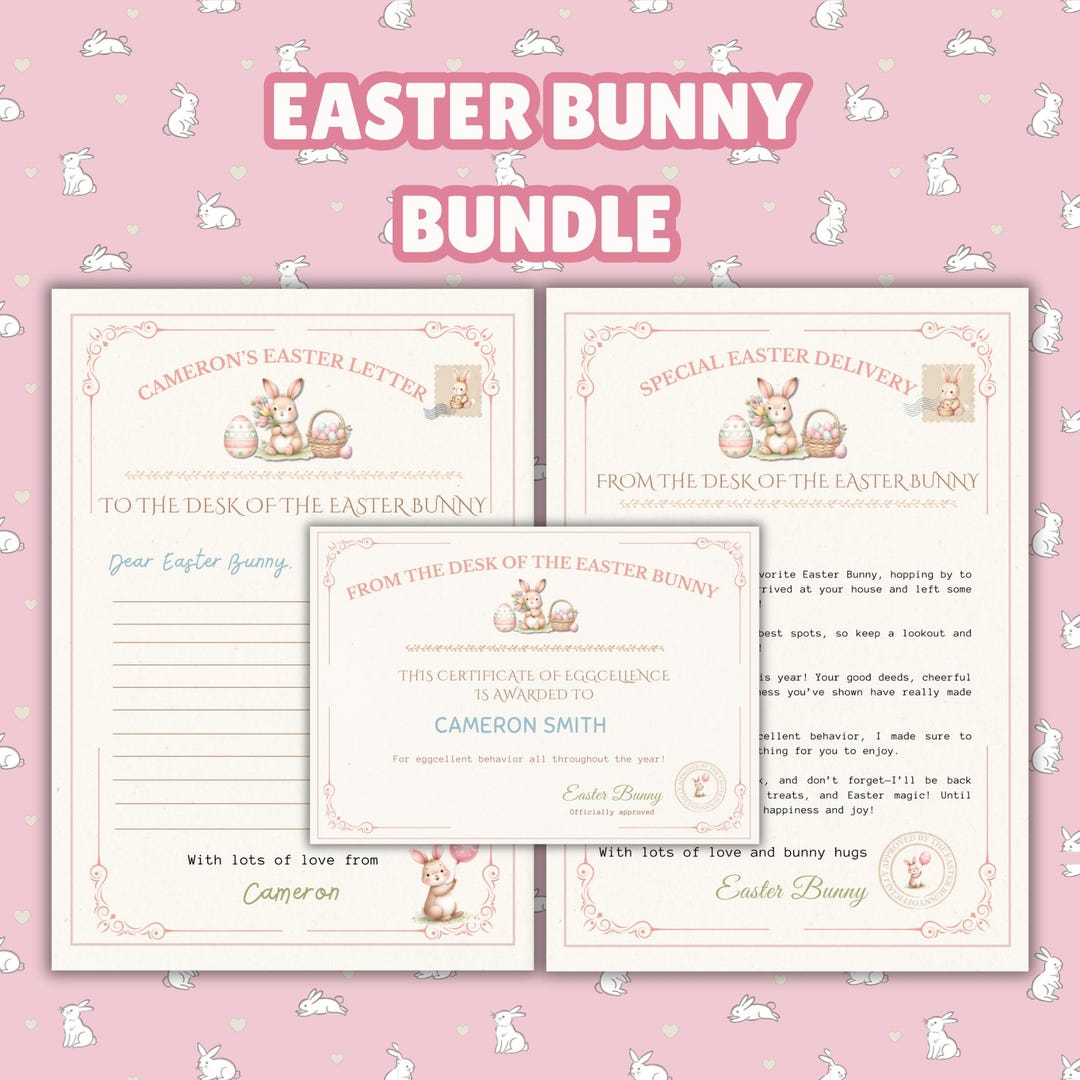 Easter Bunny Letter and Certificate Bundle. Easter Bunny Letters. Easter Bunny Certificate ...