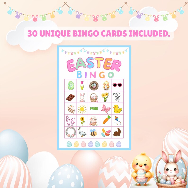 30 Easter Bingo Cards Printable Game. Easter Bingo. Kids Easter Bingo ...