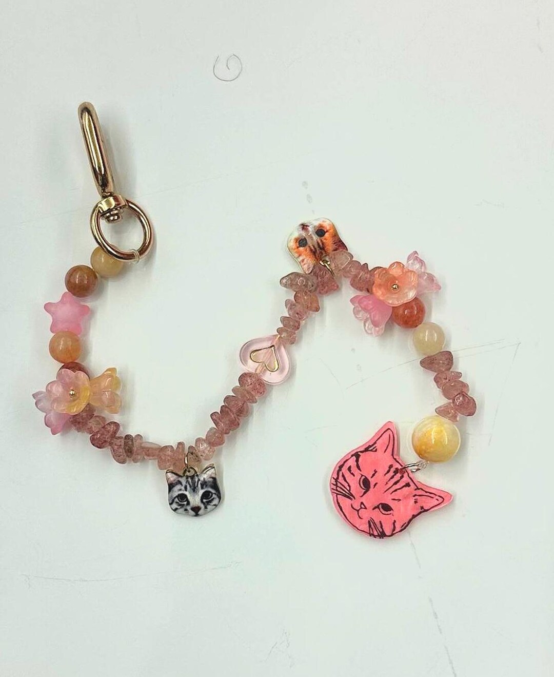 Pink Cat Keychain - Etsy