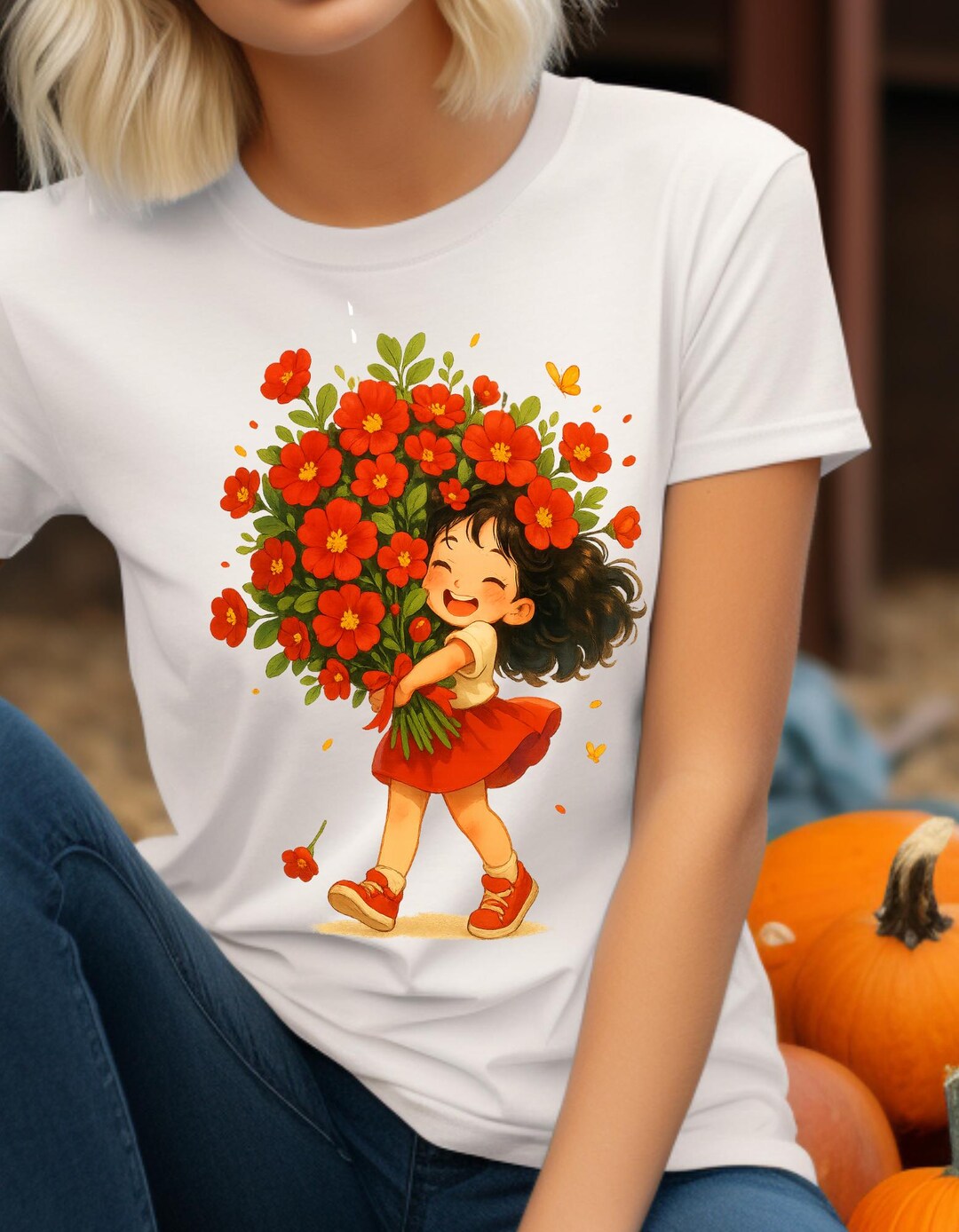 Blooming Joy – Cute Flower Girl T-shirt for Women, Girls & Gift Givers ...