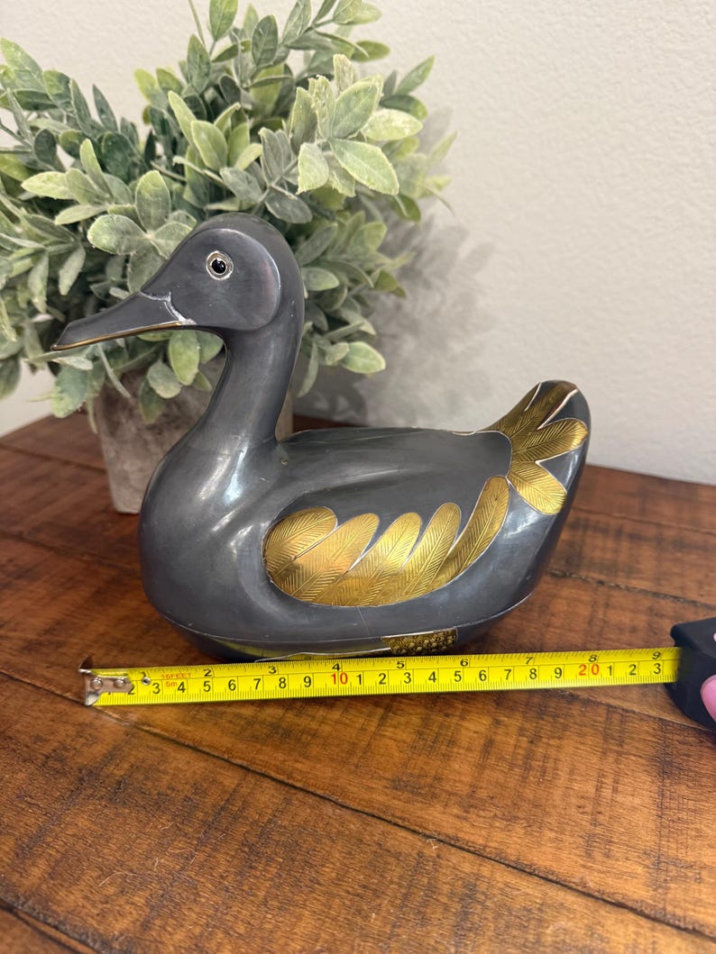Vintage-inspired Pewter & Brass Duck Trinket Boxes: Decorative Storage ...