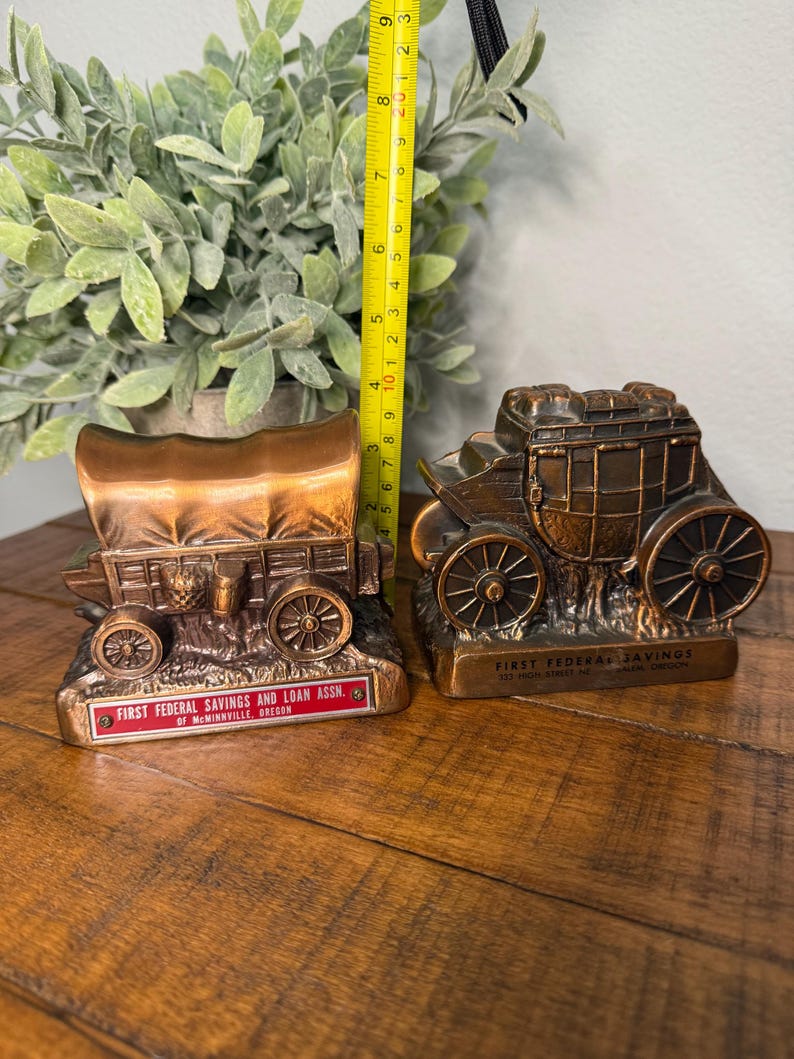 Vintage Brass Stagecoach & Covered Wagon Coin Bank - Western Decor - Etsy
