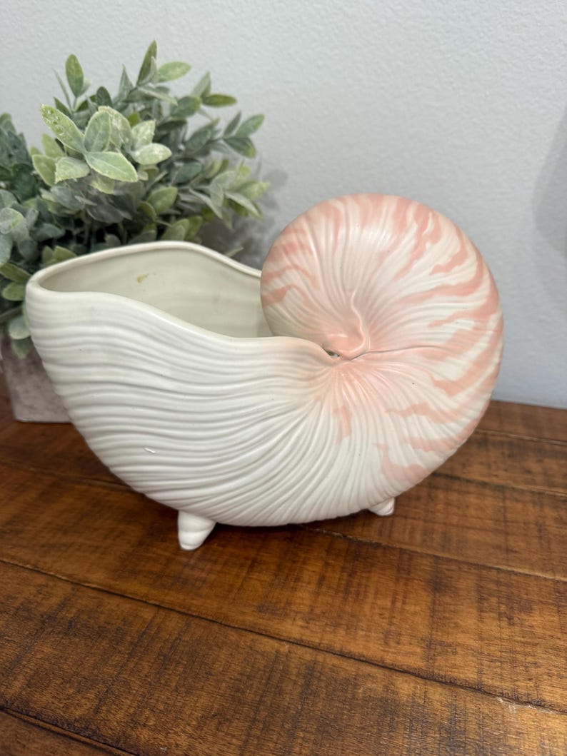 Vintage Fitz and Floyd Nautilus Shell Planter - Coastal Beach Ocean Decor Regency Seashell ...