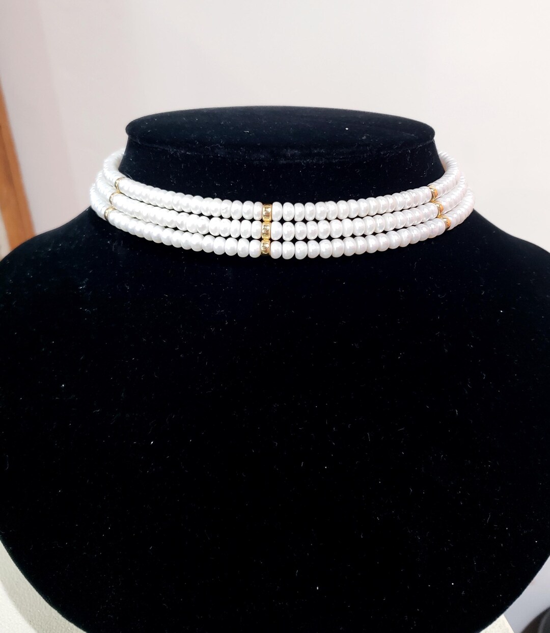 14kt Gold Pearl Choker - Spring Loaded Fit - Etsy