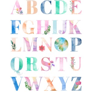 Pretty Alphabet Digital Print, ABC Poster, Nursery Alphabet Wall Art ...