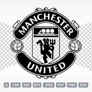 Manchester United FC Monochrome Logo - Svg, Dxf, Ai, Png, Jpeg, Eps ...