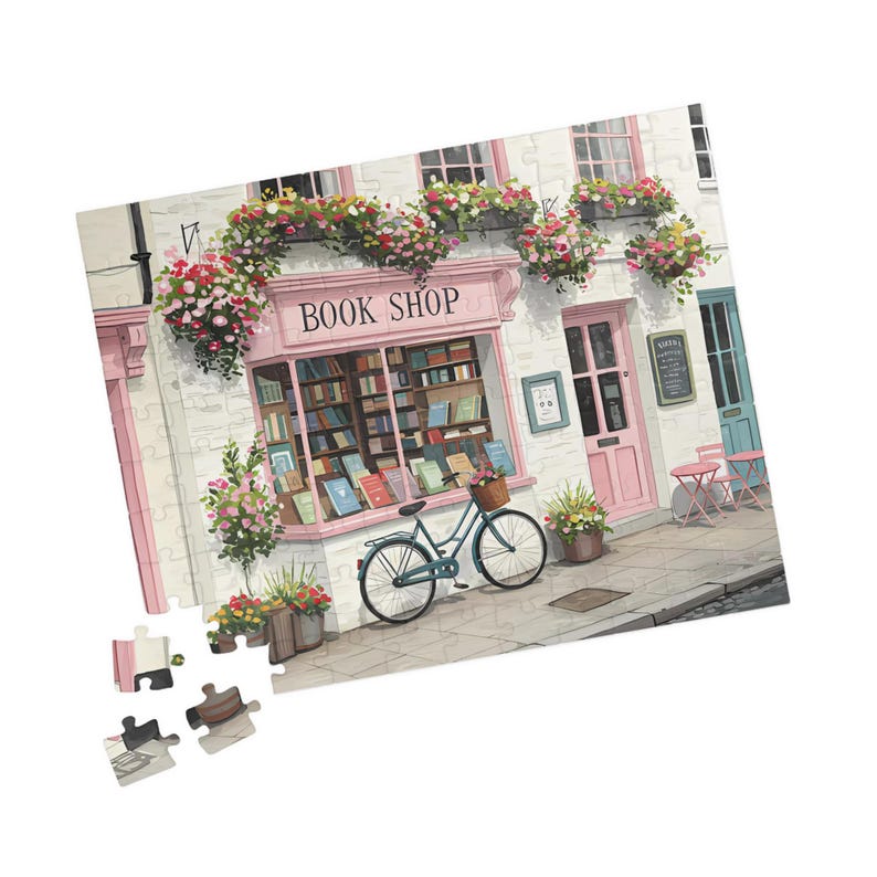 Cozy Book Shop Puzzle, Jigsaw Puzzle for Book Lovers, Pink Bookshop ...