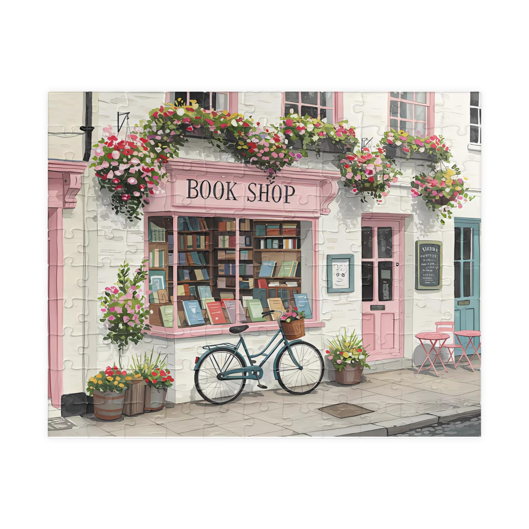 Cozy Book Shop Puzzle, Jigsaw Puzzle for Book Lovers, Pink Bookshop ...
