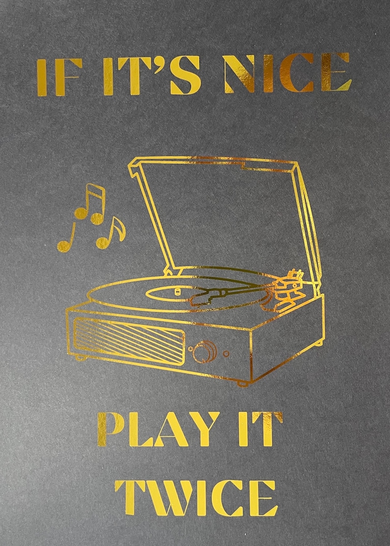 A4 Gold Foil Music Print, Record Player Art, Music Lover Gift (unframed ...