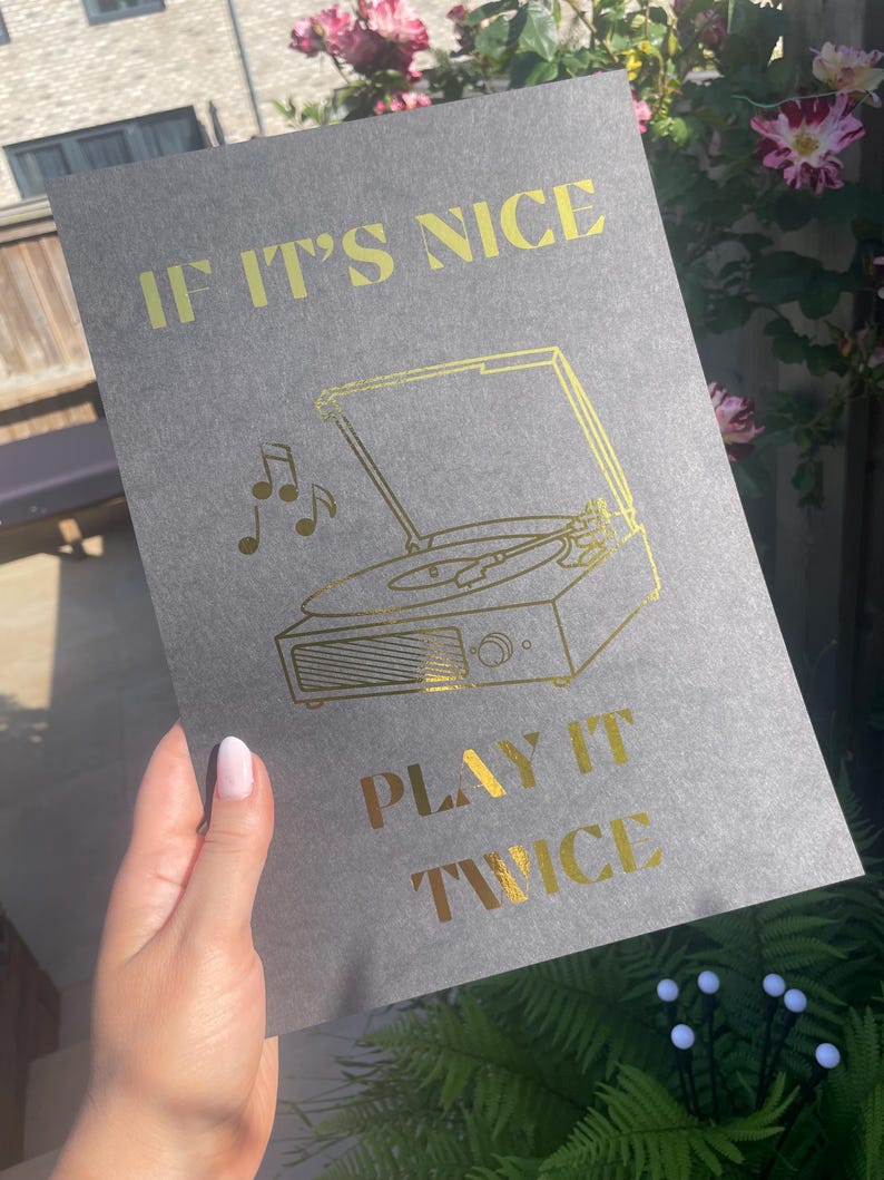 A4 Gold Foil Music Print, Record Player Art, Music Lover Gift (unframed ...