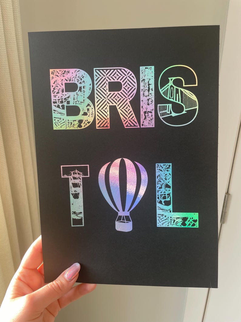 Bristol City Foil Print, Handmade A4 Typography Wall Art (unframed ...