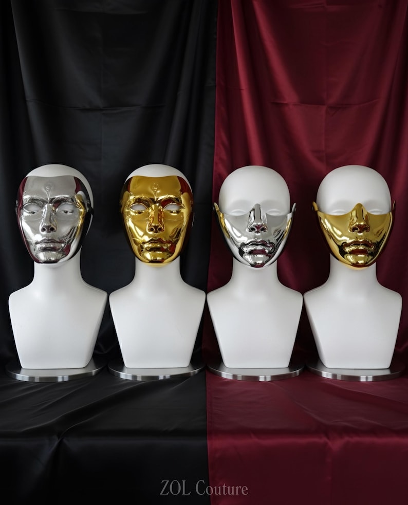 Gold Face Mask, Cyberpunk Cosplay Armor,full Face Mask, Gothic ...