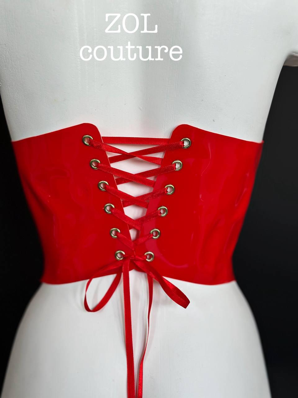 Red Armor Bustier Corset Top, Goddess Plastic Corset, Armor Top ...