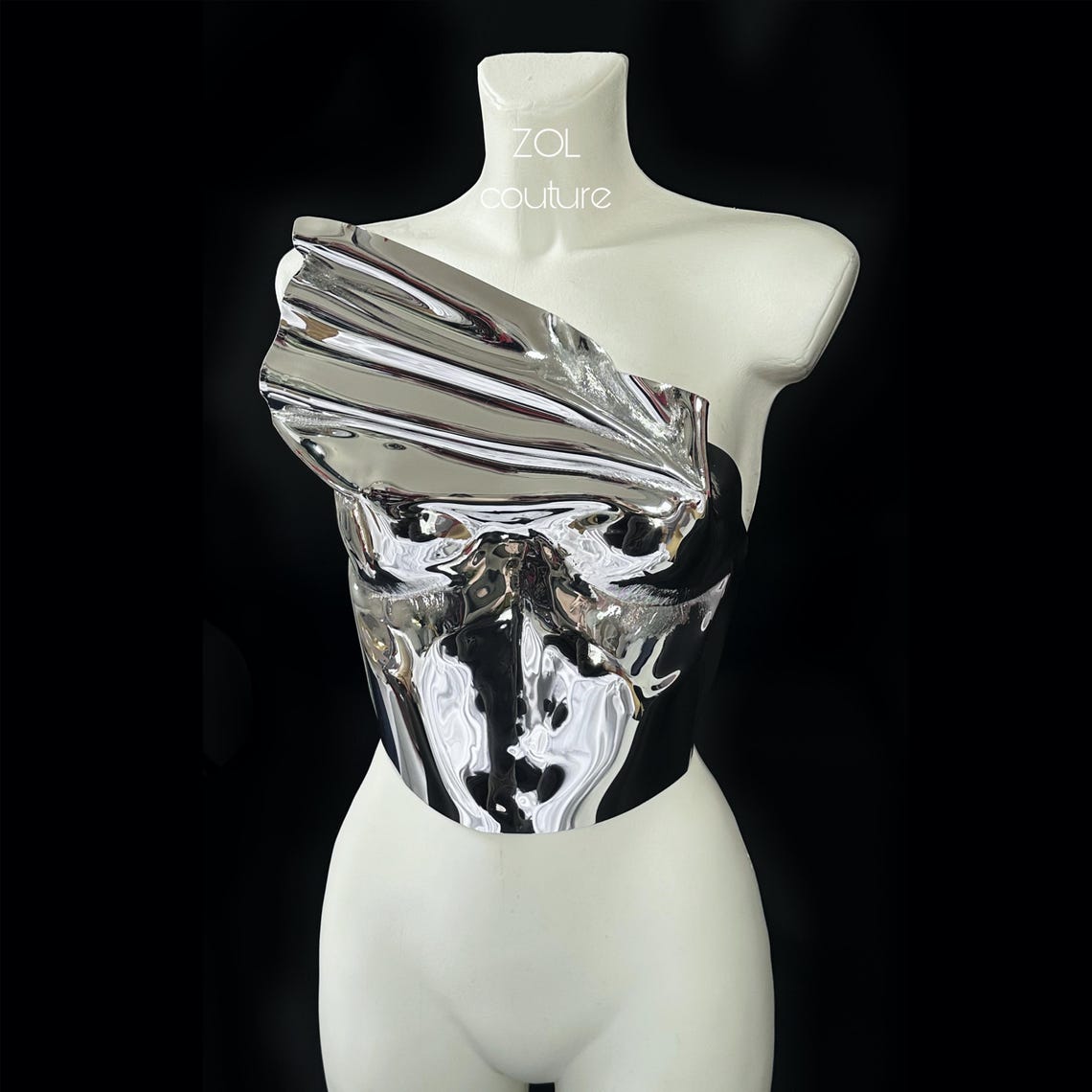 Silver Mirror Armor Corset Bustier, Goddess Plastic Corset, Festival ...