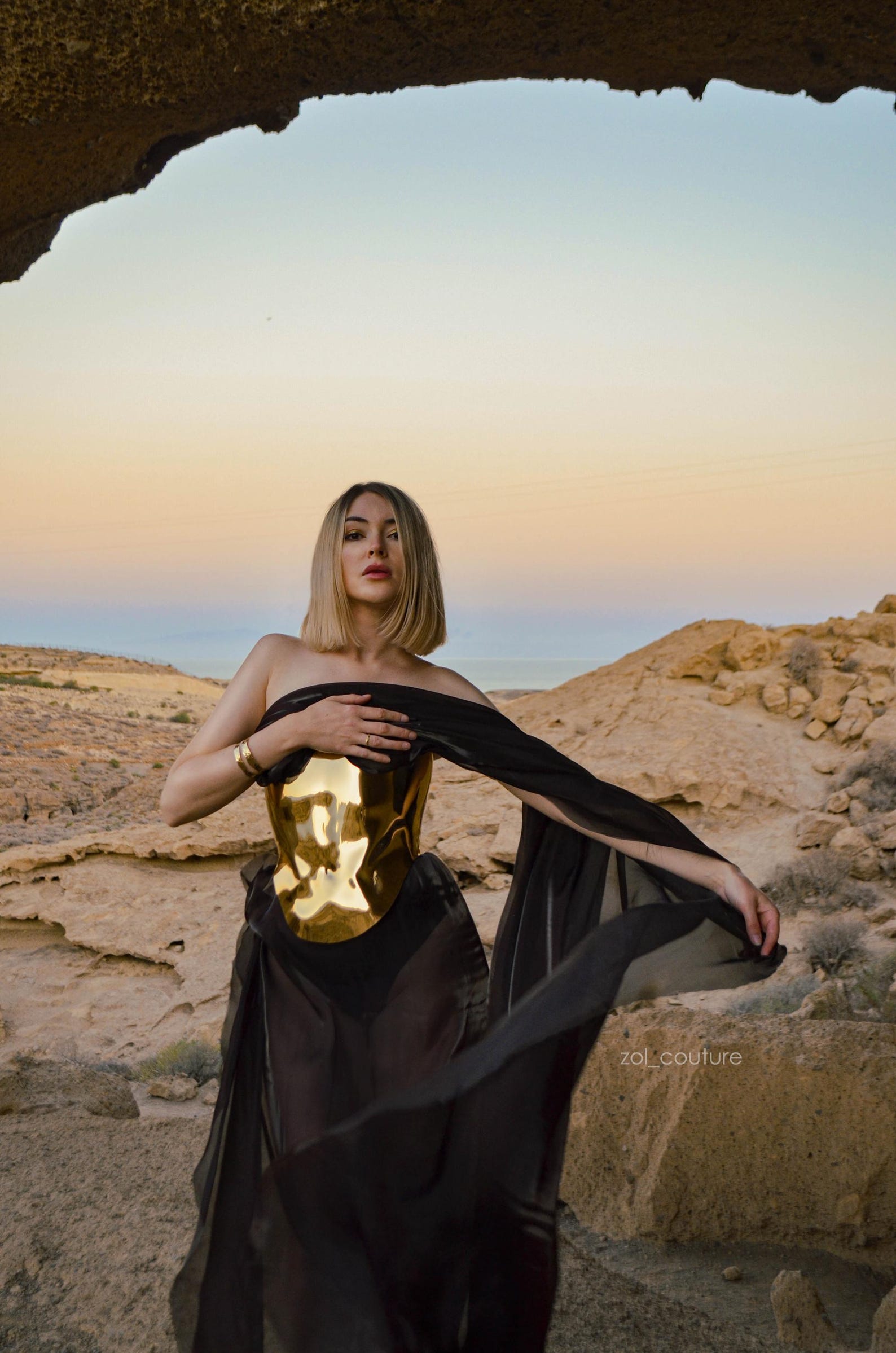 Golden Underbust Corset, Sculptural Waist Armor Belt, Molded Plastic ...